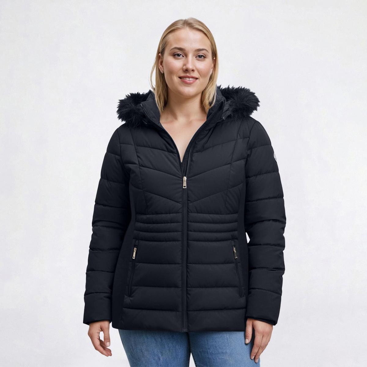 Click here for Plus Size Michael Kors Puffer Jacket with Faux Fur... prices